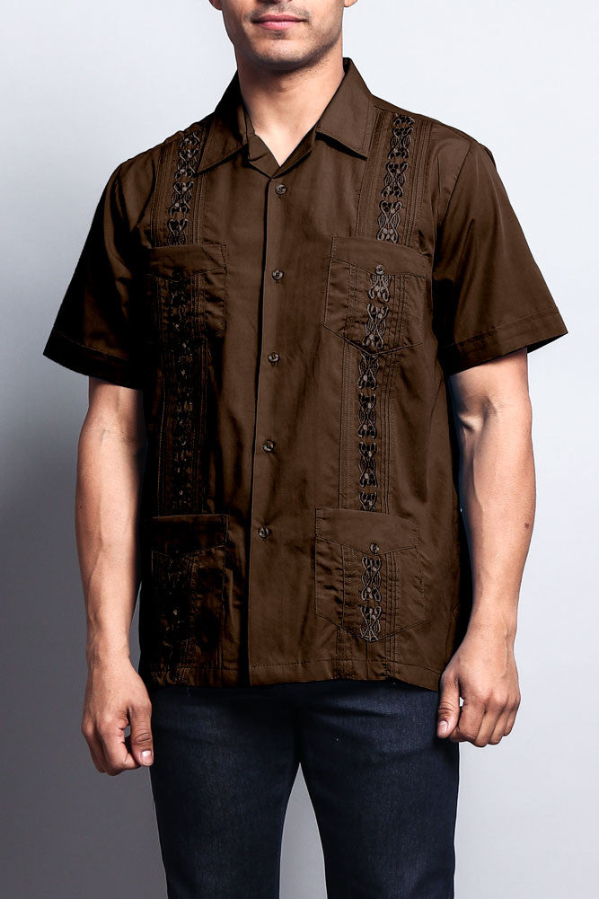 Men's Short Sleeve Cuban Style Guayabera Shirt (Coffee) – G-Style USA