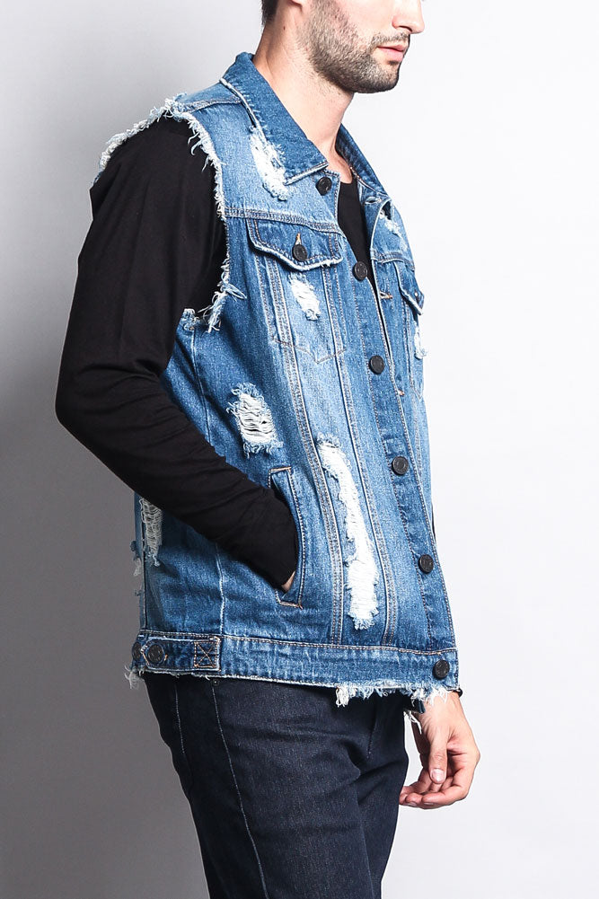 Essential Distressed Denim Vest – G-Style USA