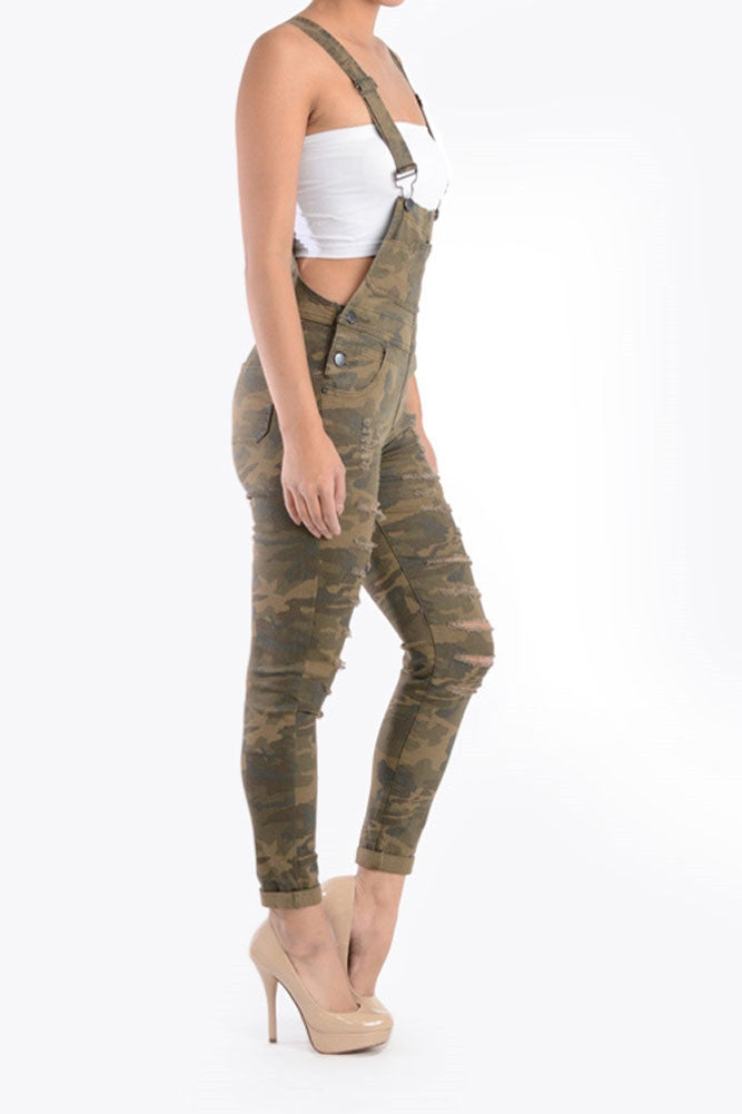 Women's Solid Ripped Skinny Overalls RJHO379 - GStyleUSA.com – G-Style USA