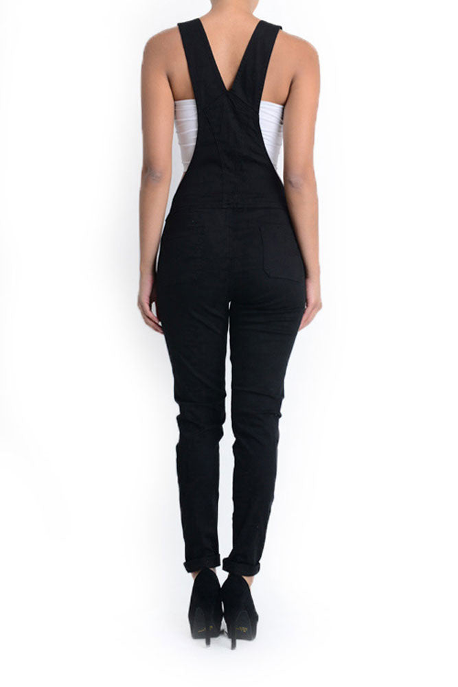 Women's Solid Ripped Skinny Overalls RJHO379 - GStyleUSA.com – G-Style USA