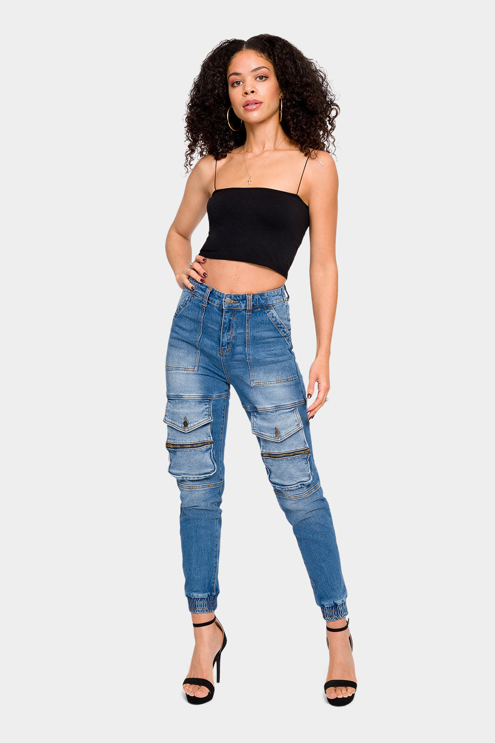 High Rise Cargo Denim Joggers – G-Style USA