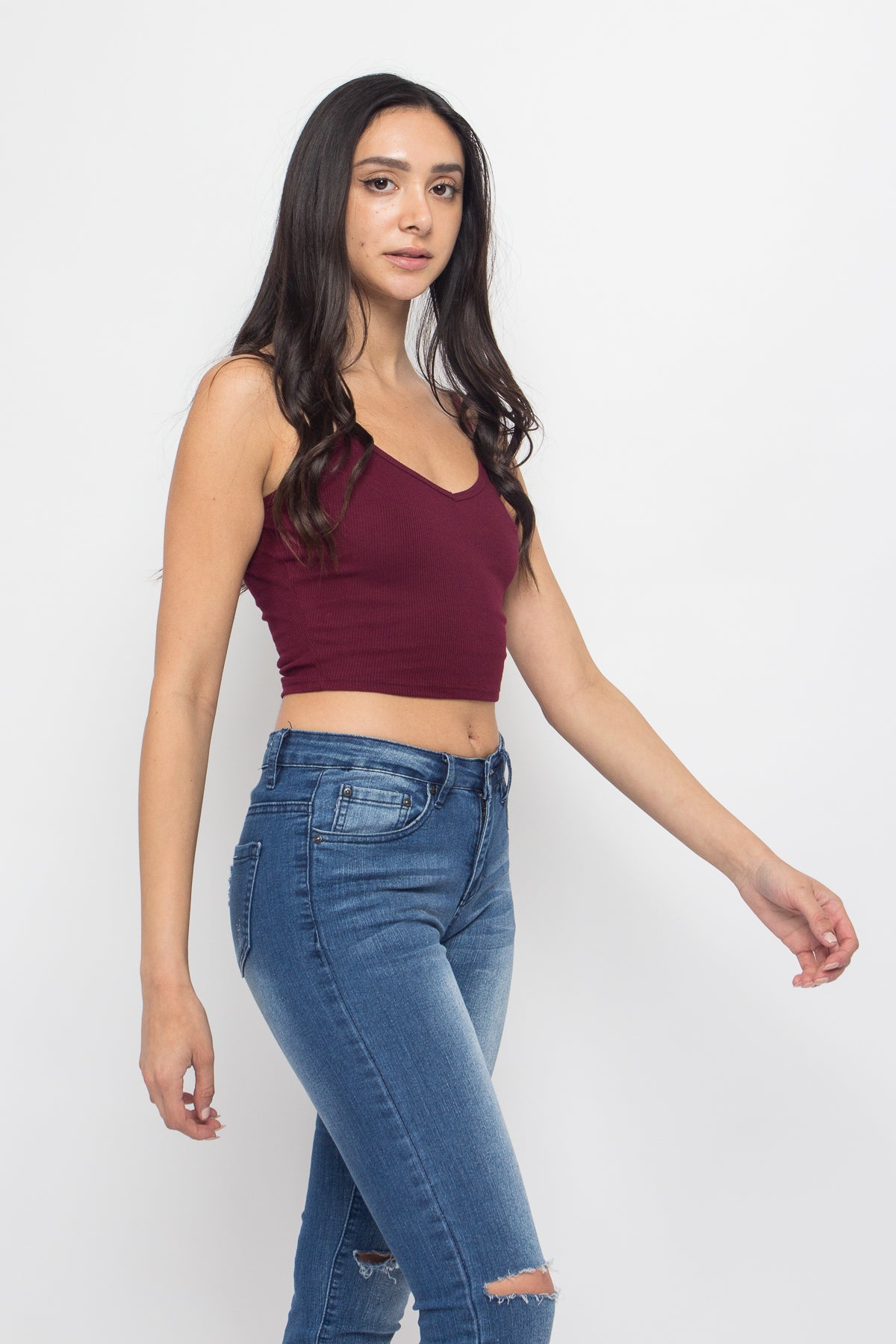 Basic Cropped V-Neck Cami Top – G-Style USA