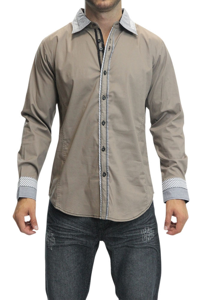 Pattern Contrast Button Up Shirt SH421 - GStyleUSA.com – G-Style USA