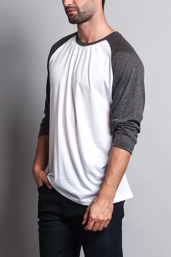Men's Baseball T-Shirt (White/Charcoal) – G-Style USA