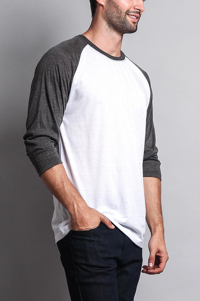 Men's Baseball T-Shirt (White/Charcoal) – G-Style USA