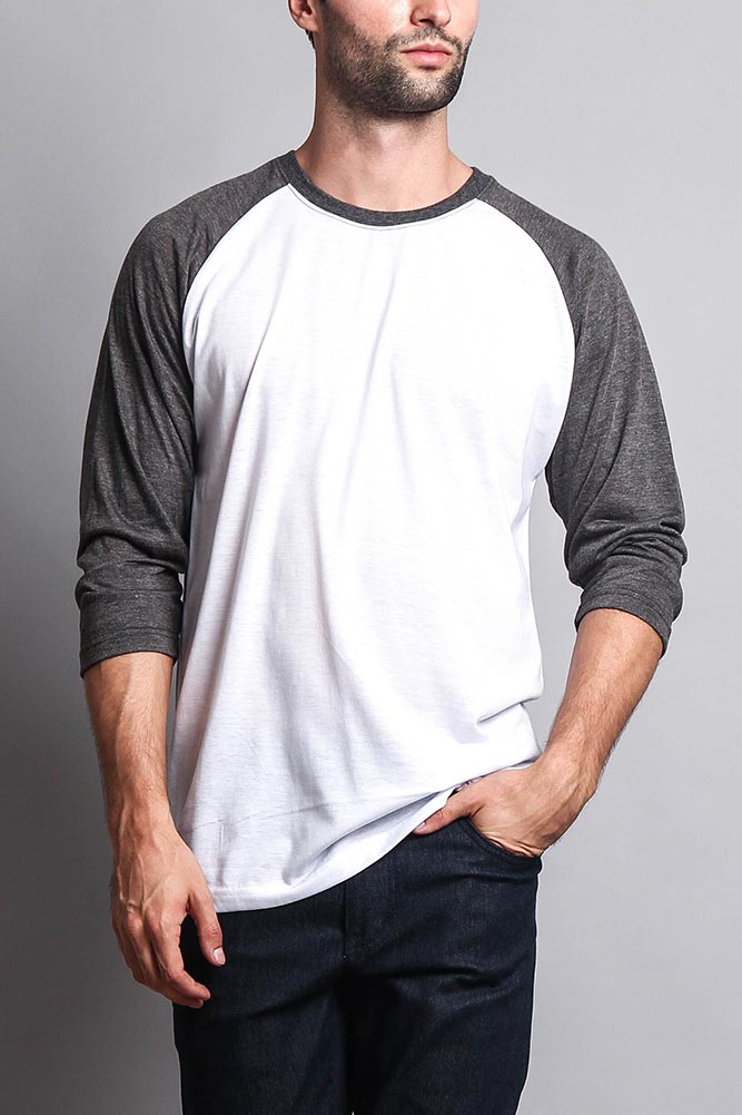 Men's Baseball T-Shirt (White/Charcoal) – G-Style USA